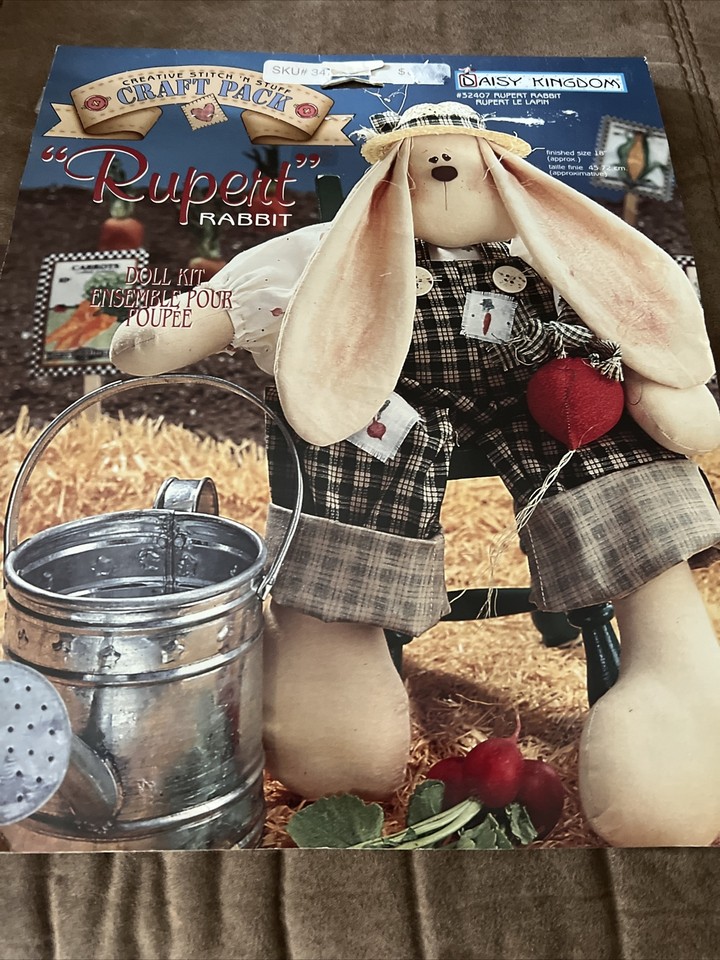 Vtg Daisy Kingdom RUPERT RABBIT 18” Doll Kit Fabric Panel ...