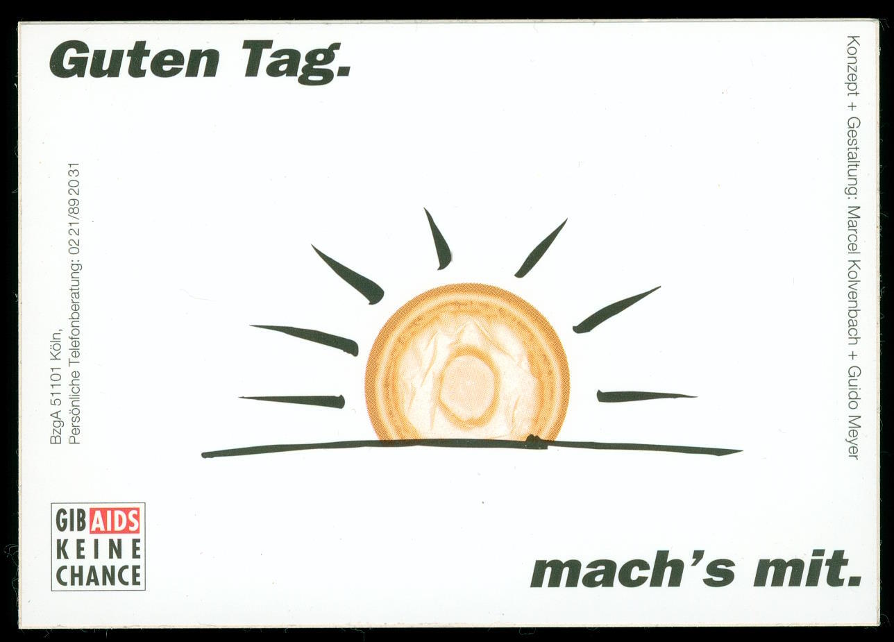 Werbe Aufkleber - Gib Aids Keine Chance Kondom Sonne - 11x7cm - Vintage ...