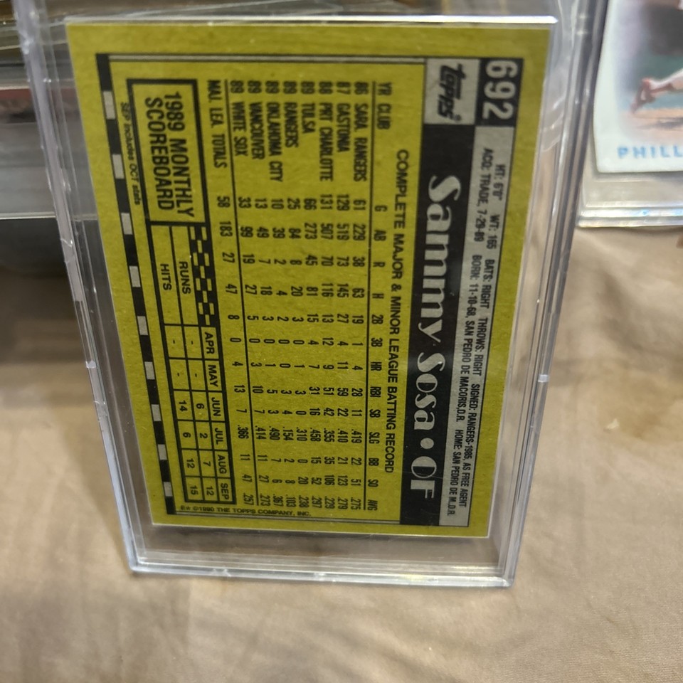 1990 Topps - #692 Sammy Sosa (RC) Error Card DOB Wrong Near Mint | eBay