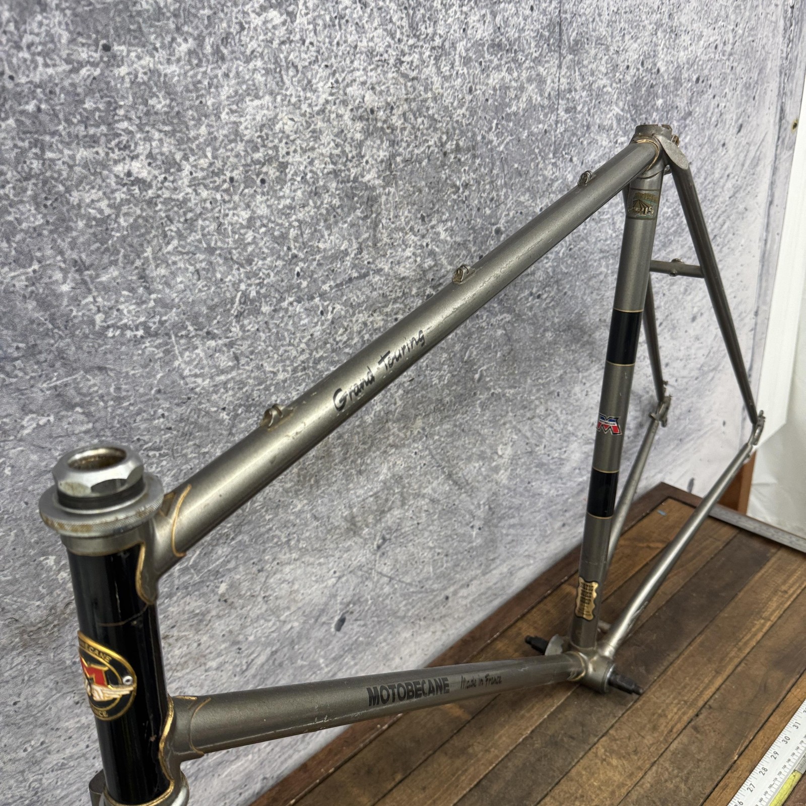 Vintage Motobecane Grand Touring Road Bike Frame 59cm Steel Silver 700c ...