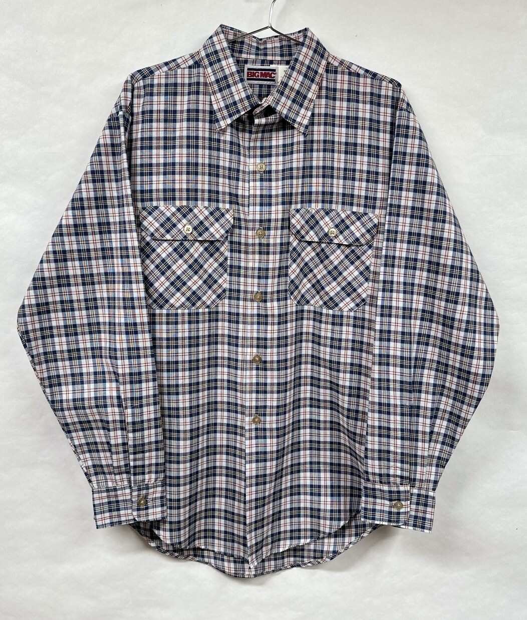 Vintage Big Mac Navy Blue Check Work Shirt Medium - Gem