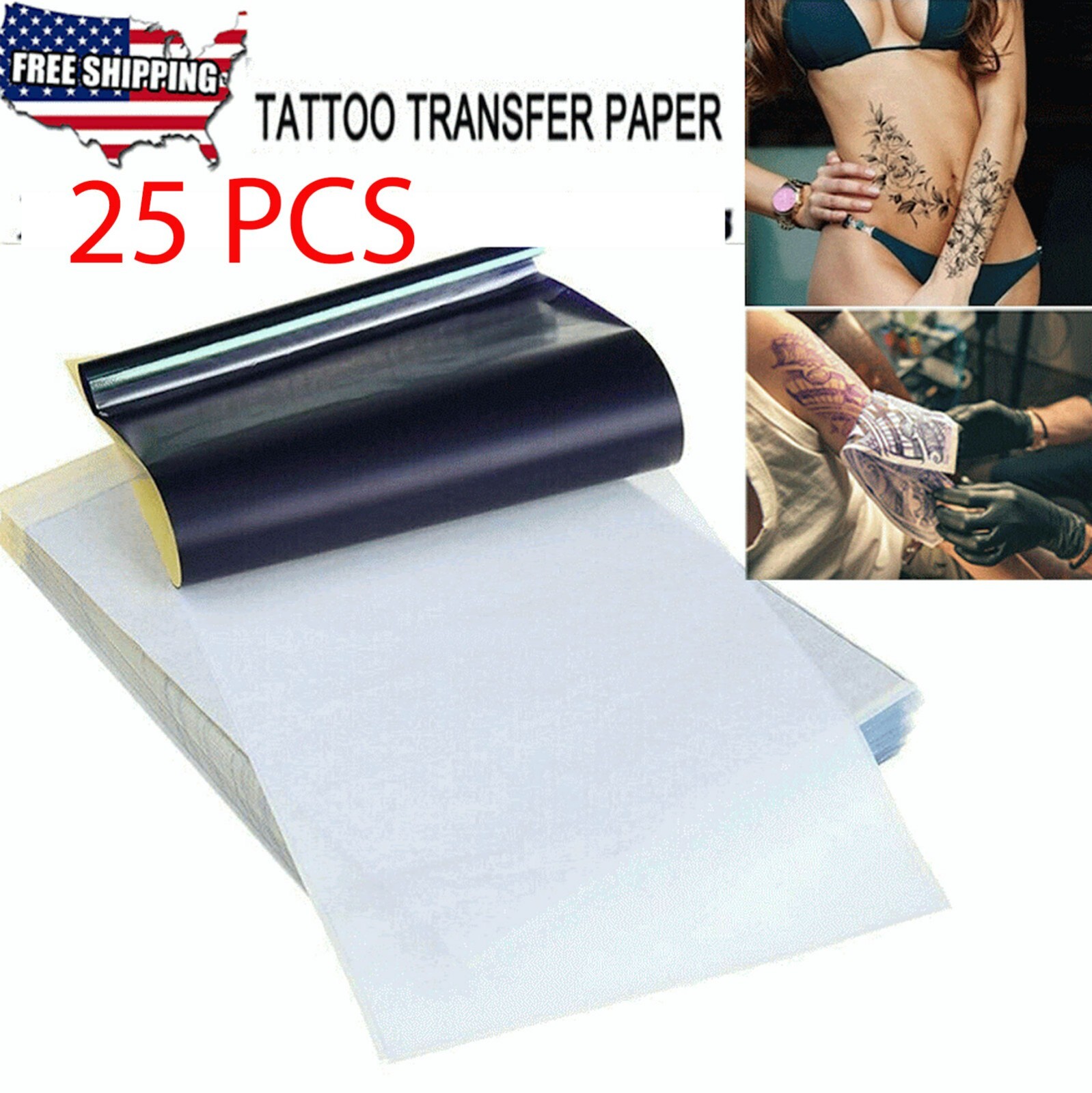 25PCS Tattoo Transfer Paper Stencil Carbon Thermal Tracing Hectograph ...