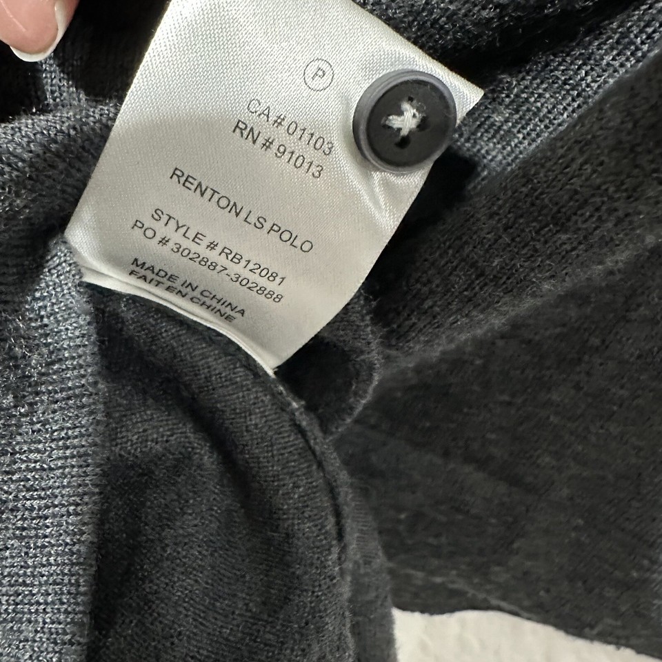 ROBERT BARAKETT 100% MERINO WOOL Gray Slim Polo Sweater Size XL | eBay UK