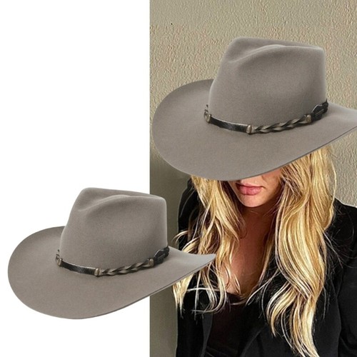 Vintage Wide Brims Hat Adult Stage Show Hat PU Belt Jazzy Hat Fashion ...