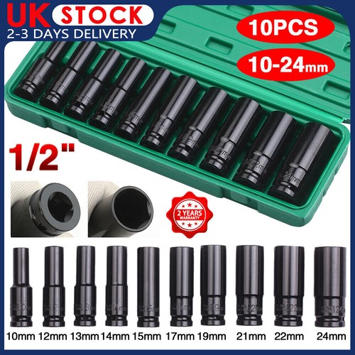 Heavy Duty 1/2” Drive Deep Impact Sockets Set Long Reach Wheel Wrench Nut 10PCS | eBay.de
