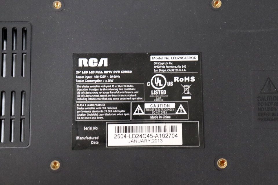 RCA 24" 1080p 60Hz LED LCD HDTV LED24C45RQD (No Remote & Stand) | eBay