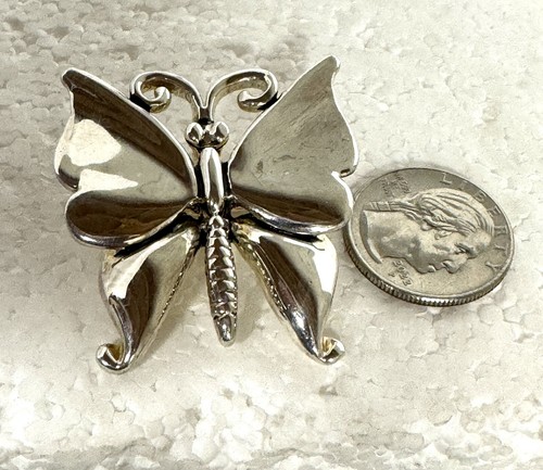 MJ Silver Plated Butterfly Pendant Brooch Pin Vintage | eBay