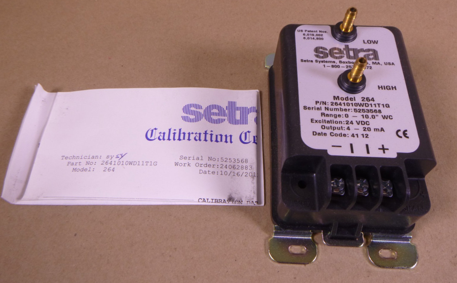 2641010WD11T1G Setra Model 264 Transducer, 0-10.0" WC, 24VDC, 4-20mA | eBay