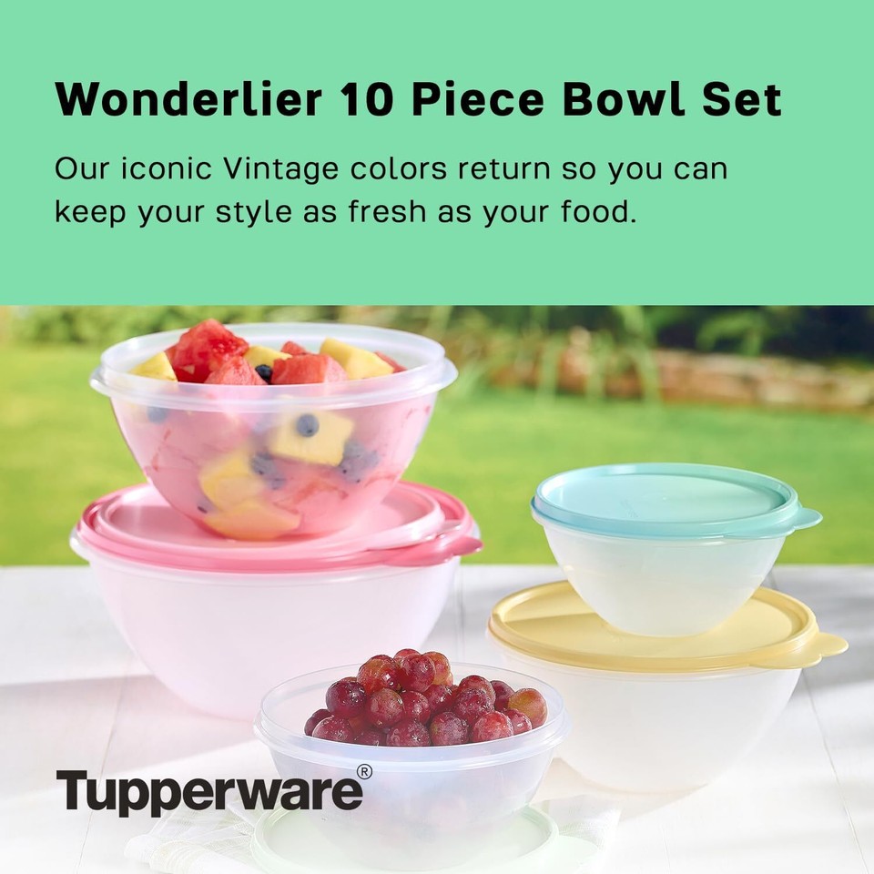 Tupperware Heritage Wonderlier 10 Piece Food Storage Bowl Set in ...