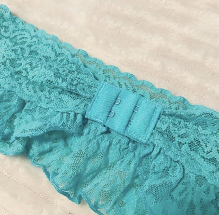 NWT VS Victoria’s Secret Blue Lace Ruffle Garter Belt Lingerie Size XS ...