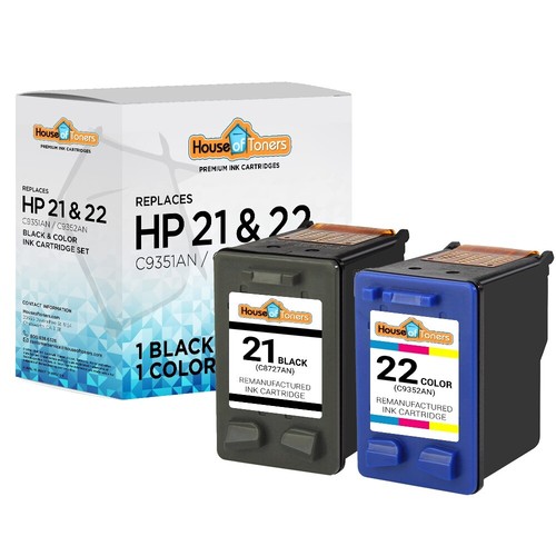 2PK Fits HP 21 Black HP 22 Color Ink Cartridge F2240 F2288 F4135 F4150 ...