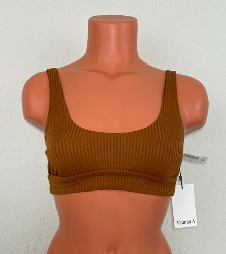 Vitamin A Womens Sienna Tank Bikini Top Chai EcoRib Size Large | eBay