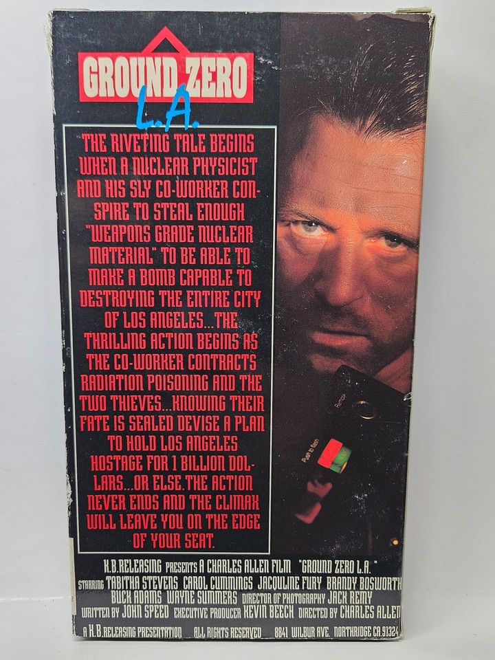 VHS Ground Zero L.A. KB Releasing HORROR ACTION X K.B. | eBay