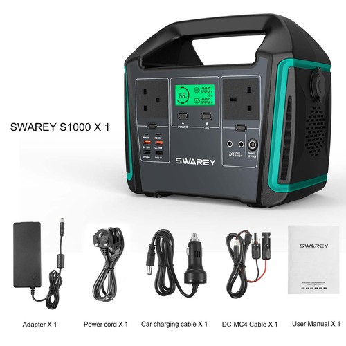SWAREY Portable Power Station 1000W 725.76Wh Solar Power Generator ...