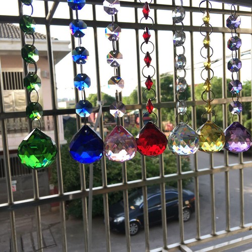 7Pc Rainbow Crystal Ball Suncatcher Feng Shui Prisms Pendants Hanging ...