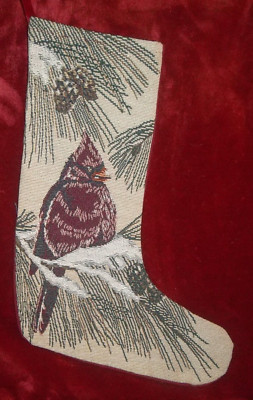 Vintage Christmas Stocking Red Cardinal w/Burgundy Cloth Back - 18" | eBay