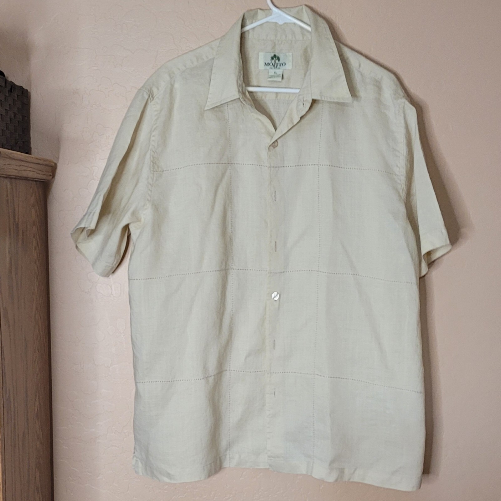 Mojito Collection Short Sleeve Tan Button Up Shirt Me… - Gem
