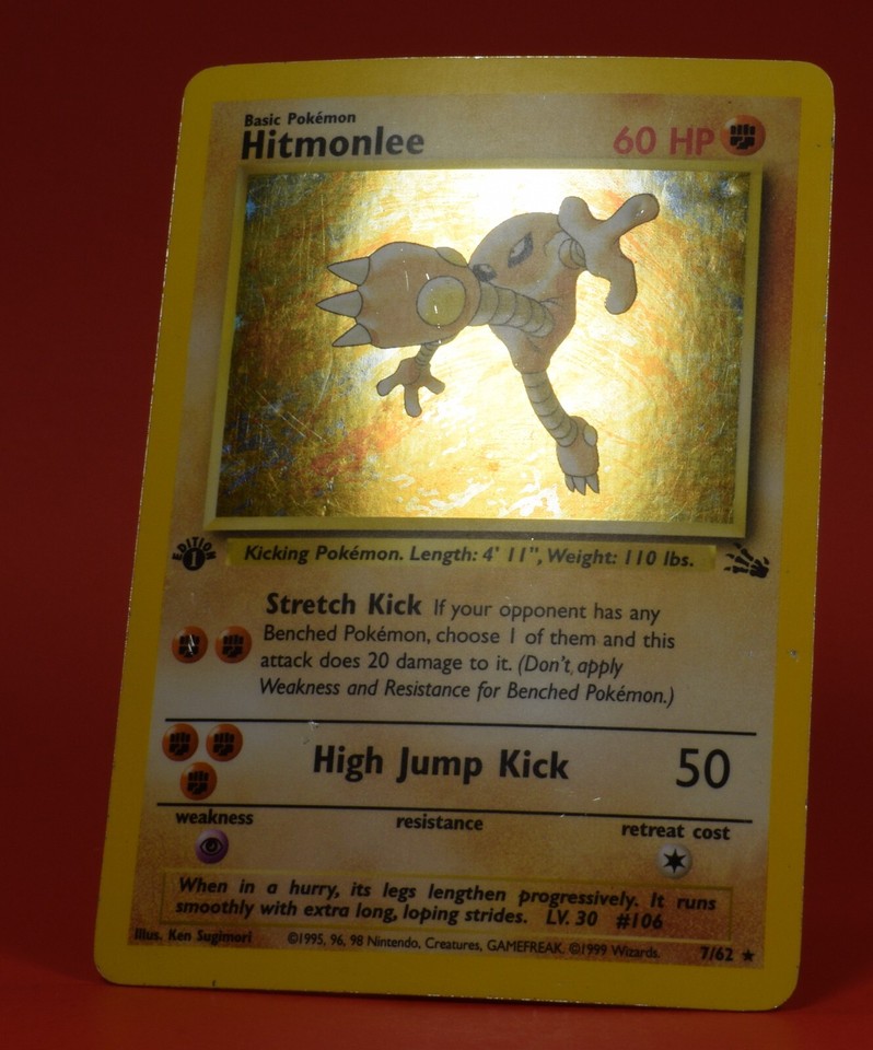 Pokemon TCG English Card Fossil 1st edition Hitmonlee 7/62 Holo Rare | eBay