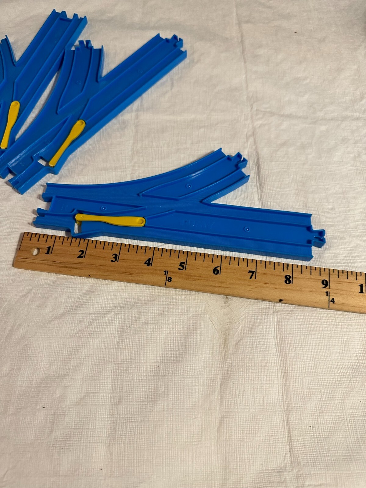 TOMY Plarail Trackmaster Straight Rail SPLIT Switch Blue Track LOT of 5 ...