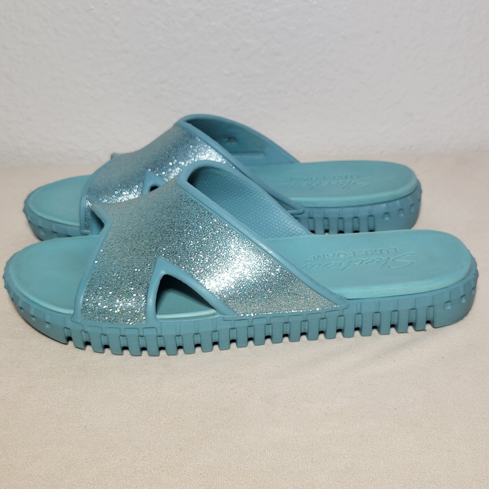 Skechers Sepulveda Luxe Foam Glitter Sandals Size 7 B - Gem