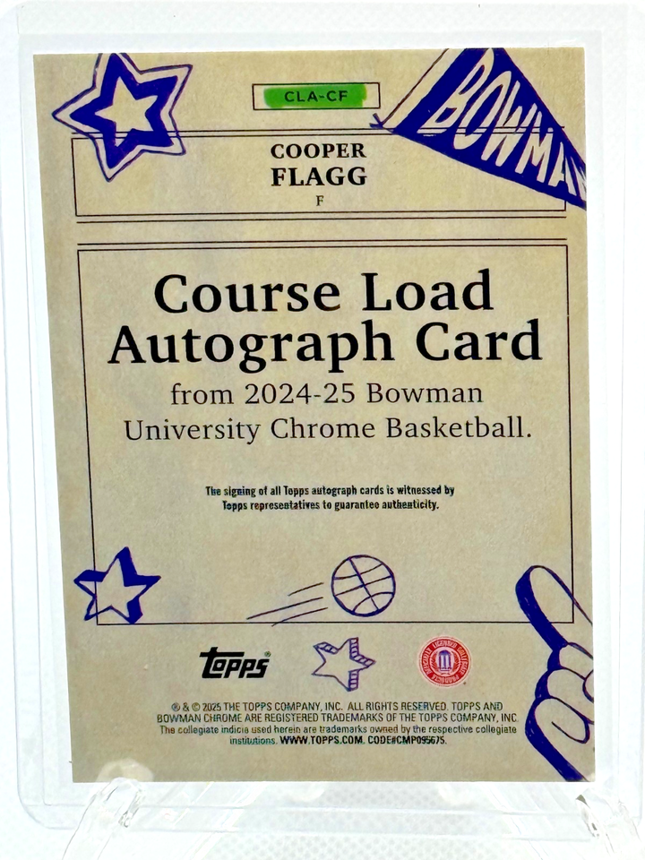 2024-25 Bowman Chrome U Cooper Flagg Course Load On Card Auto Duke | eBay