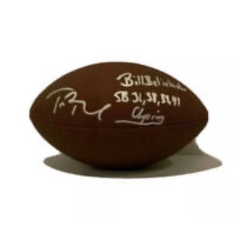 TOM BRADY SIGNED BILL BELICHICK AUTOGRAPHED WILSON FOOTBALL INSCRIPTION ...