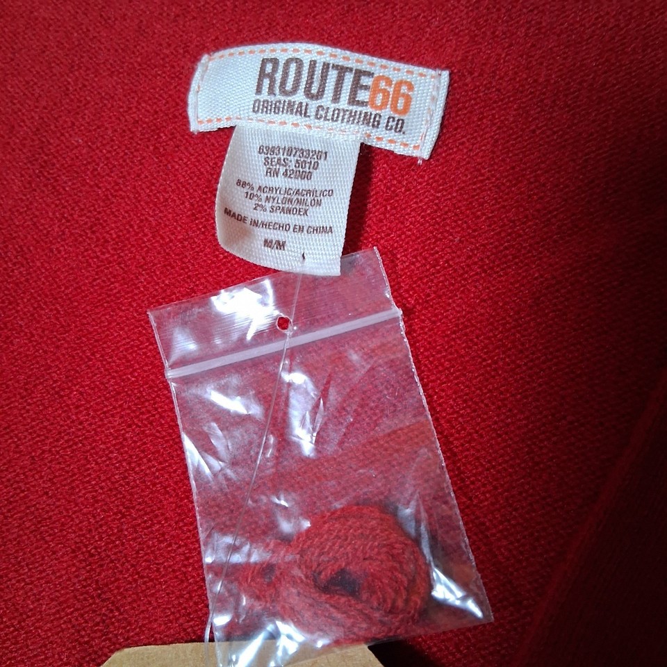 Route 66 Sweater Women Medium Red V Neck Baby Pocket Wide Cuff NEW Y2K ...