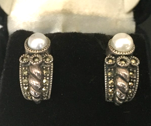 Vtg Earrings MARKED JUDITH JACK 925 STERLING SILVER Pierced Stud ...