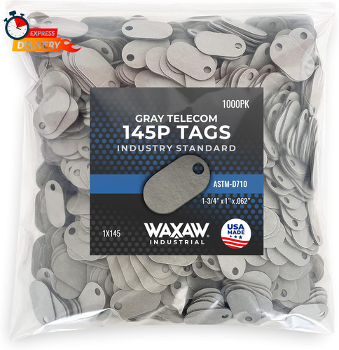 Bulk 145P Telecom Fiber Tags (1,000 Tags) 1" X 1-3/4" X 0.062" Industy ...
