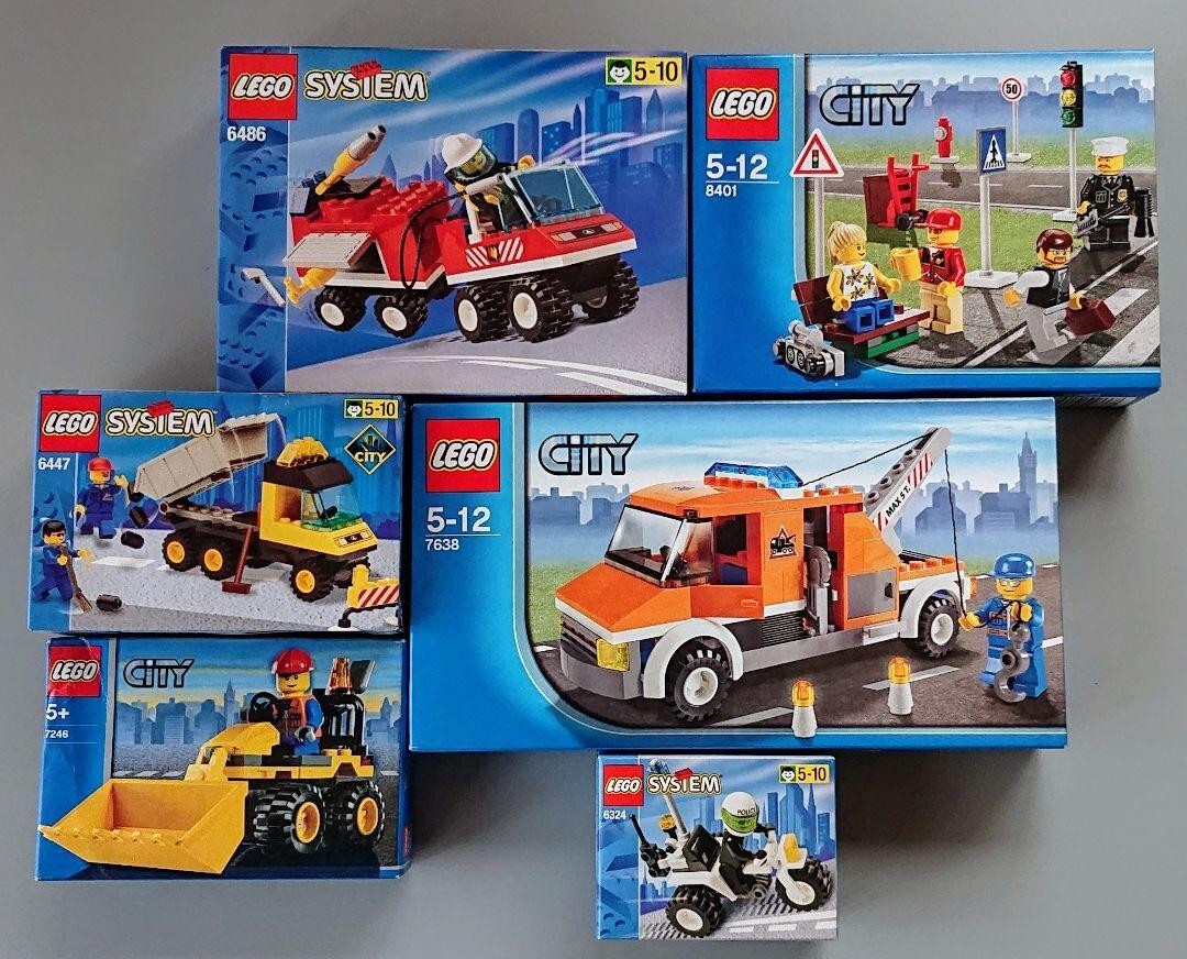 Lot of 6 LEGO CITY Tow Truck #6324 #6486 #6447 #7246 #7638 #8401 fire ...