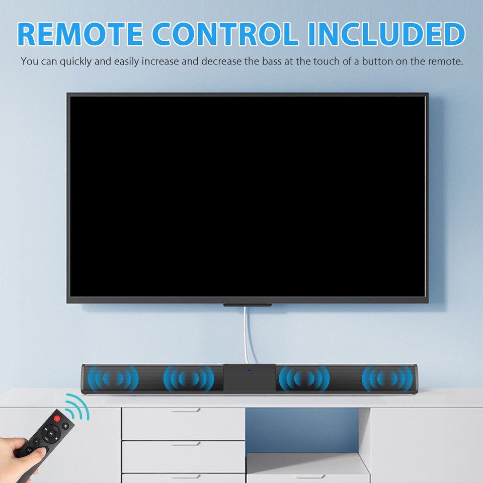 Bluetooth Sound Bar Wired Wireless Bass Subwoofer Home Theater TV ...