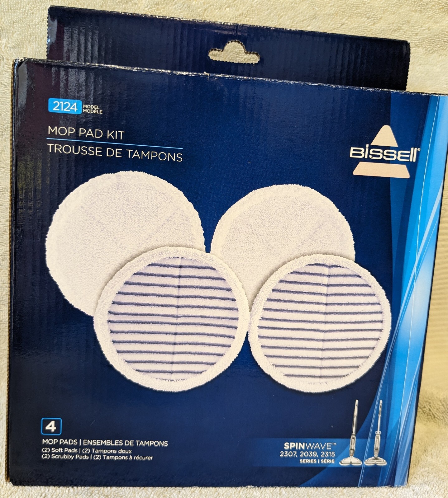 Bissell Spinwave Mop Pad Kit Total of 4 Pads Fits 2307 2039 2315 Series ...