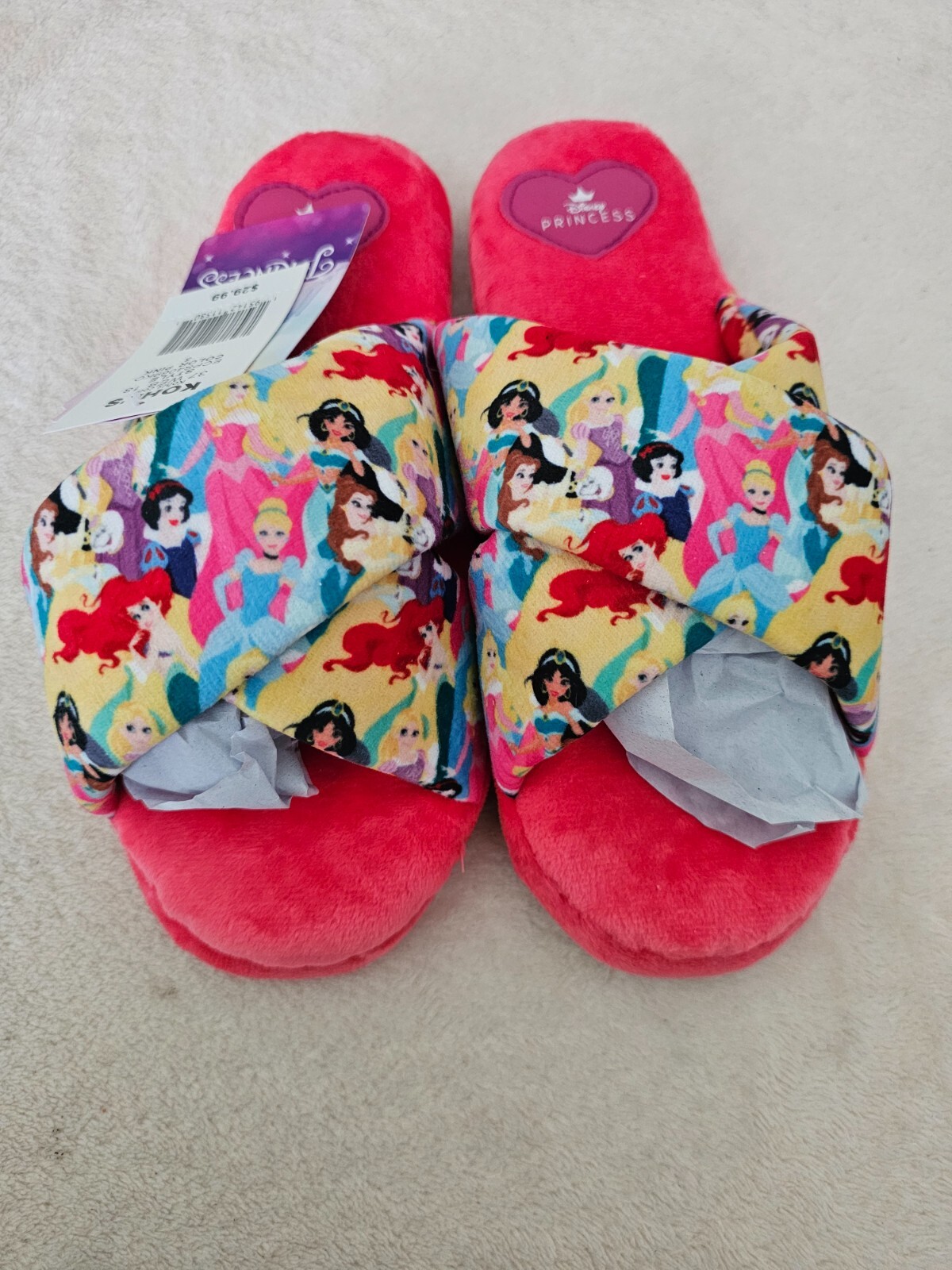 NWT Disney Princess Slippers House Shoes Girls Sz 5 Pink Soft See ...