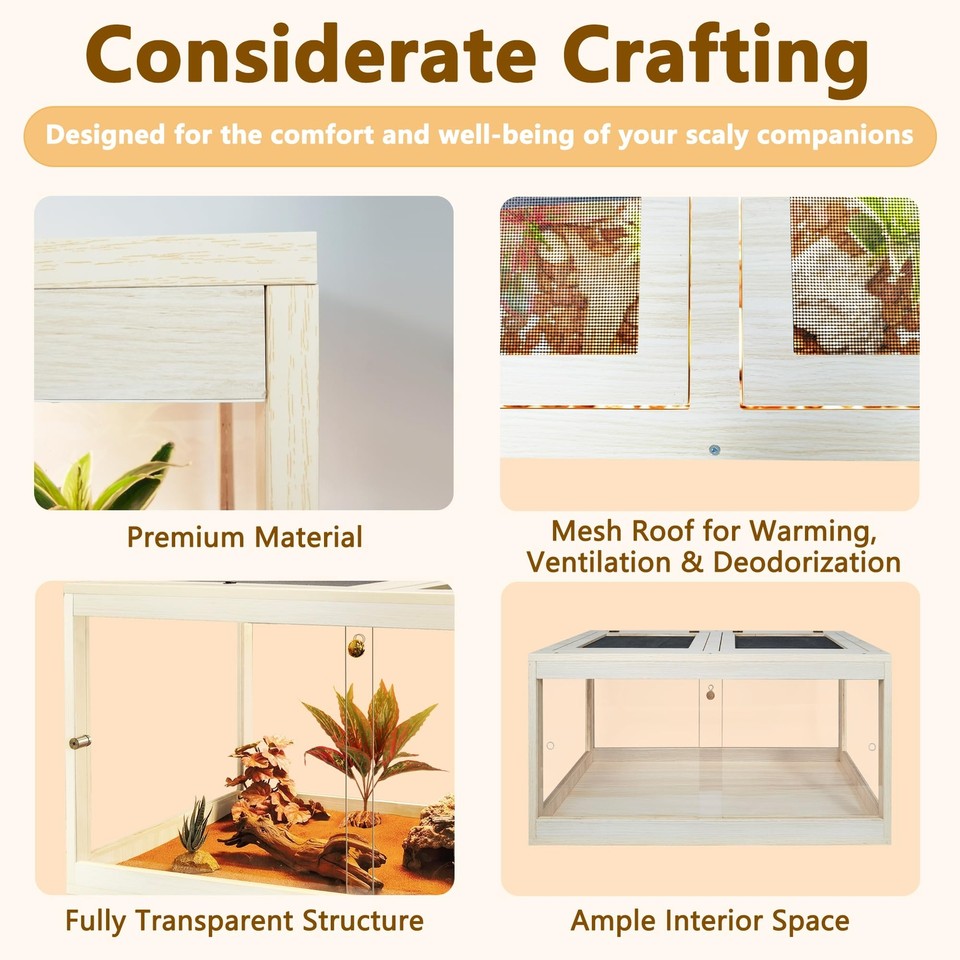 Prolee Reptile Terrarium Tank Up to 78 Gallon, Lizard Tank Bearded ...