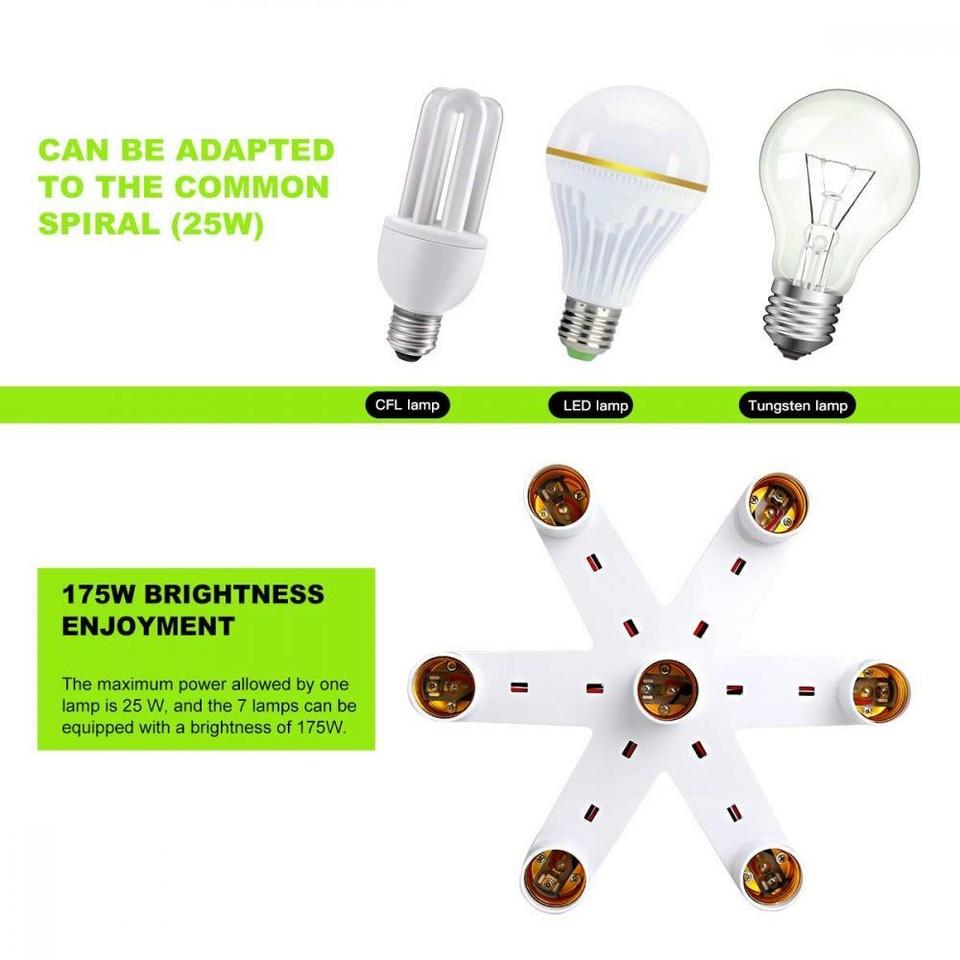 Toplimit 7 Light Socket Splitter,Multi Bulb Adapter, Fireproof Adapter ...