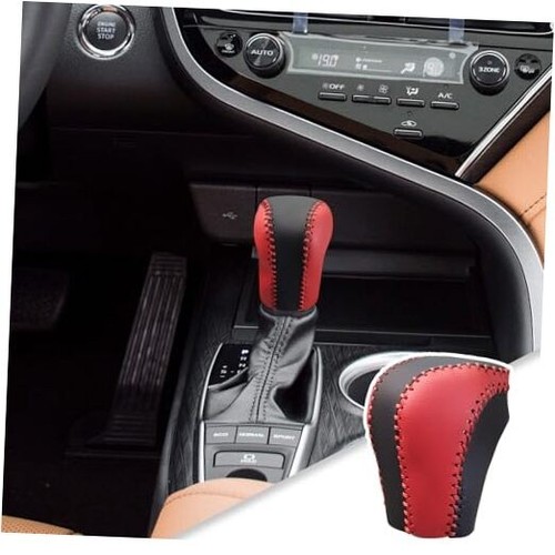 Black&Red Car Gear Shift Knob Cover, PU Leather Gear Shift Cover Black ...