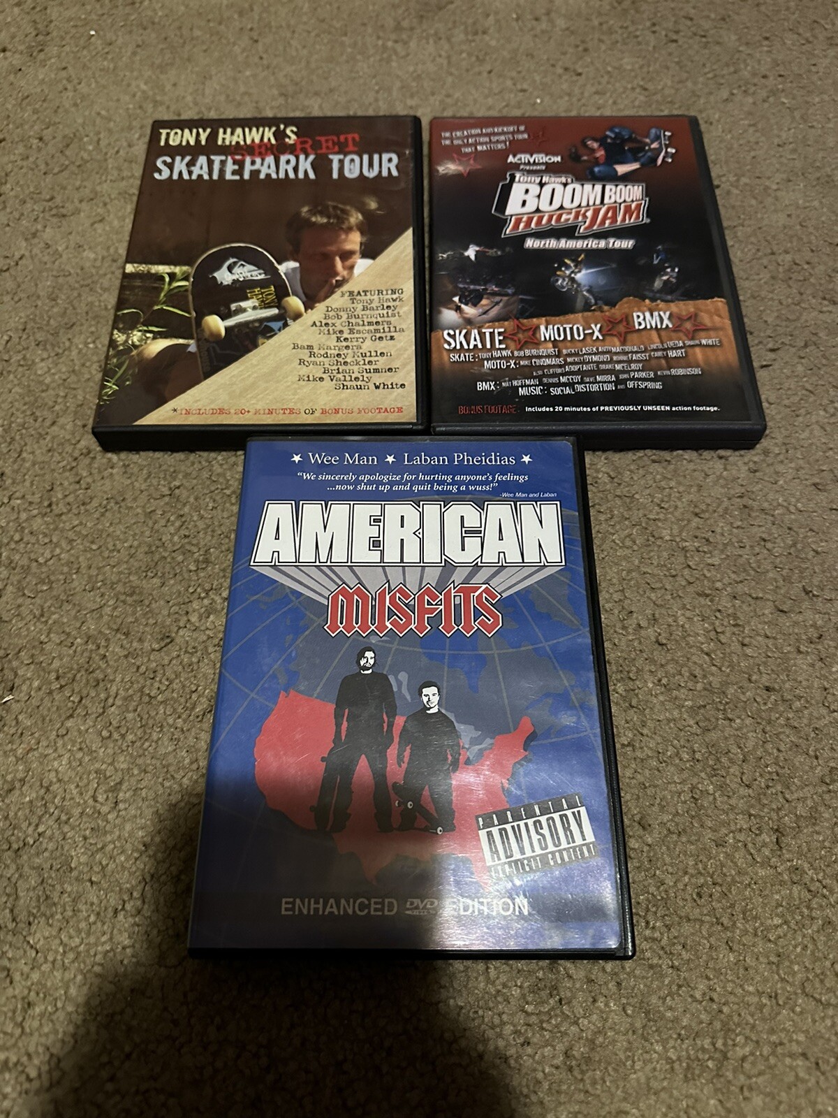 Lot Of 3 DVD Tony Hawk Tour Huck Jam American Misfits Skateboarding ...