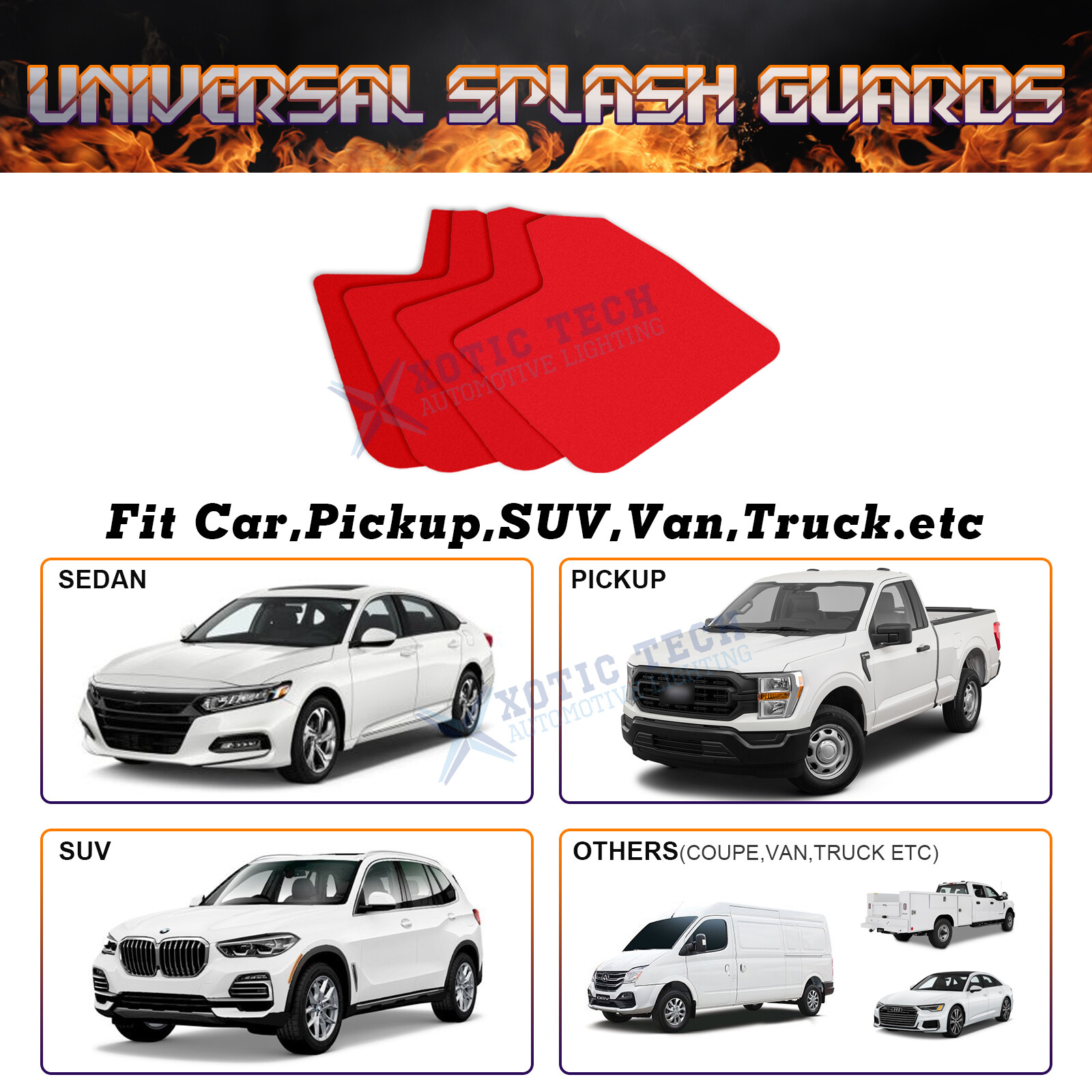 Flexible Fender Red Mud Flap Splash Guard Set 4PCS For Chevrolet Camaro ...