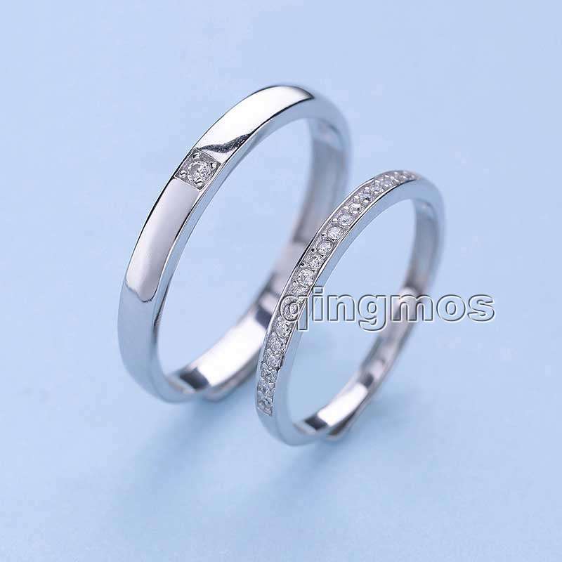 Lovers Gift one pair Lovers Crystal silver 925 Opening Adjustable ...