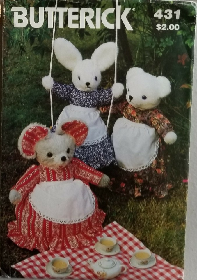 Butterick Sewing Patterns Craft Stuffed Animal Plush Dolls Bears Home+ ...
