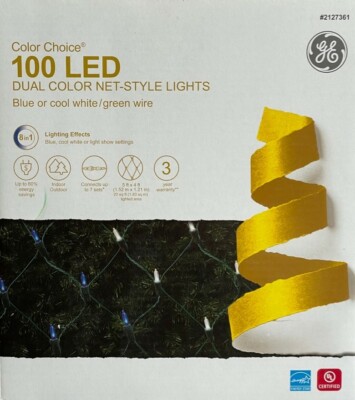100 GE Color Choice Dual Color White / Blue Net Style LED Lights 4' x 5 ...