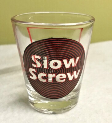 SLOW SCREW & Recipe Shot Glass Red Black Spiral Cocktail Barware EUC | eBay