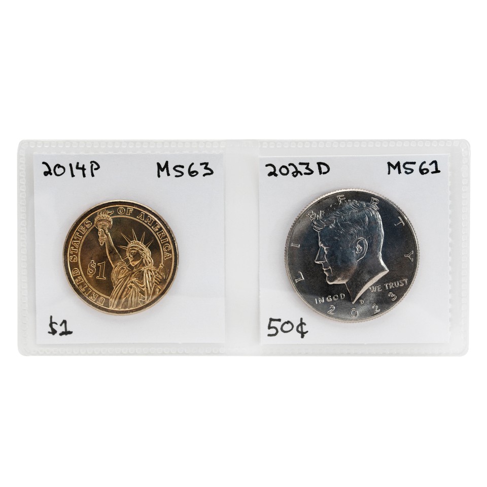 250 Coin Shield 2x2 Double Pocket Coin Flips w/ Inserts PVC Free Safe ...