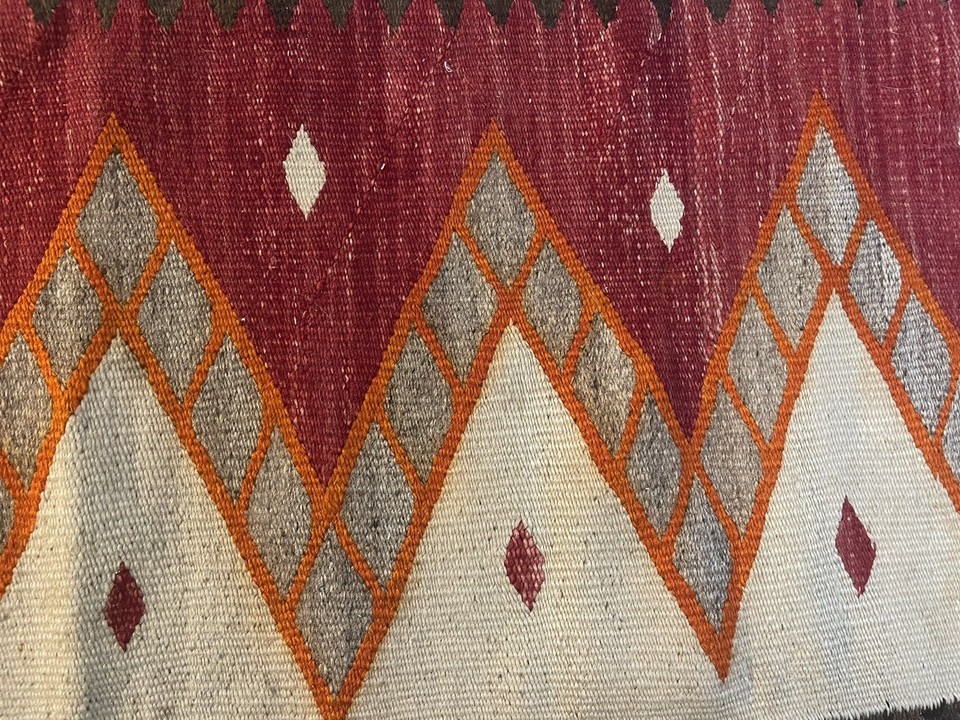 NAVAJO 1940’s HOMESPUN 60” Rug With Great Pattern And Lazy Lines | eBay