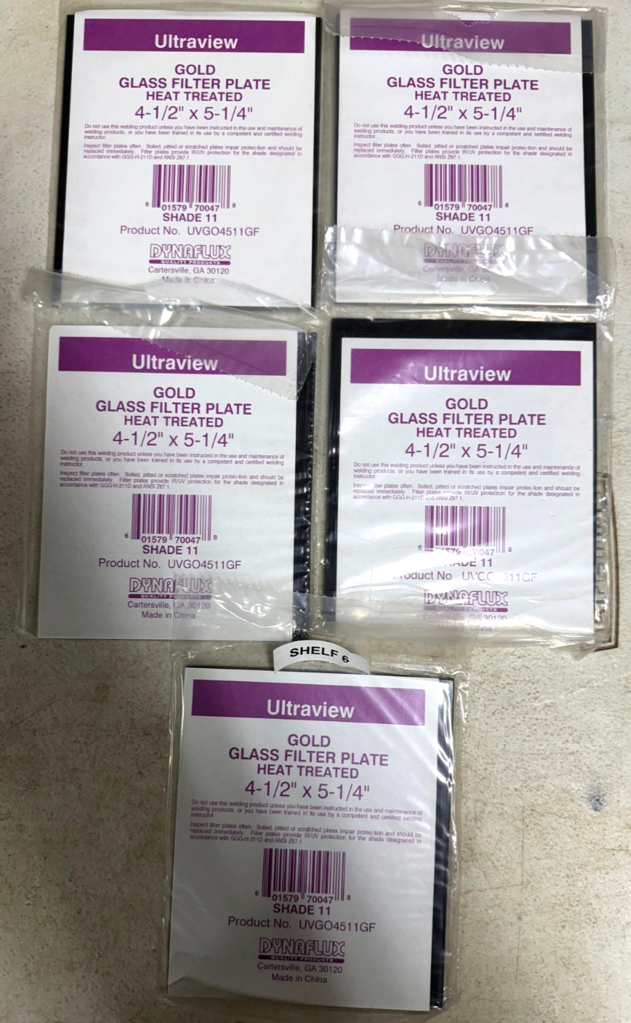 LOT OF 5 Ultraview -Dynaflux UVGO4511GF Gold Glass Filter Plate Shade ...