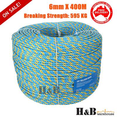Telstra Rope 6mm x 400M Parramatta Coils Breaking Strength Tested 660KG ...
