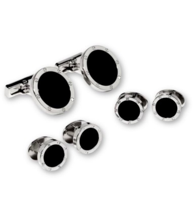 Screw Head Border Silver Plate with Black Onyx Center Studs and ...