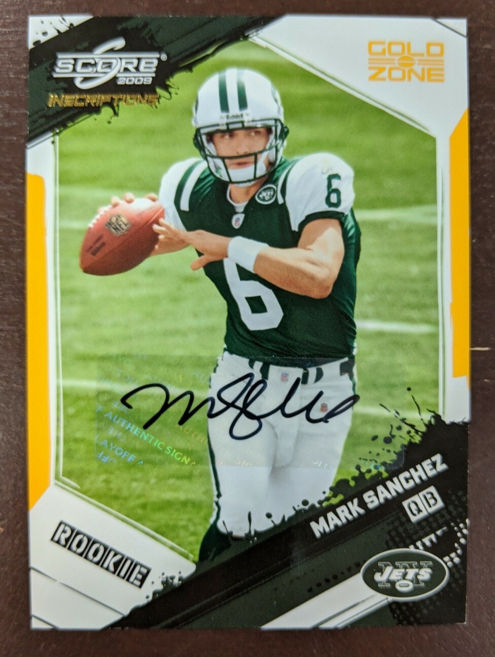 2009 SCORE INSCRIPTIONS AUTOGRAPH GOLD ZONE #370 MARK SANCHEZ #'D 26/50 ...