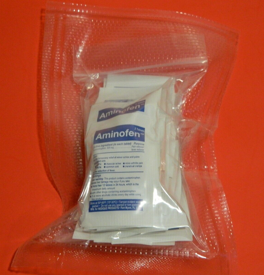20 Aminofen Packets First Aid Kit Refill Pack Medique Products OTC | eBay