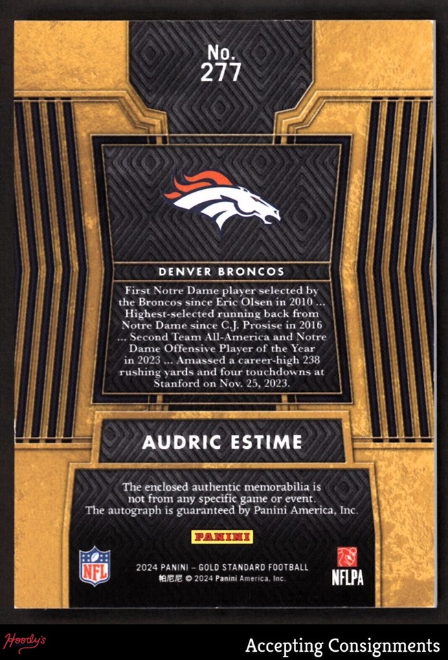 2024 Gold Standard Rookie Jumbo NFL Shield Audric Estime RC LOGO PATCH ...